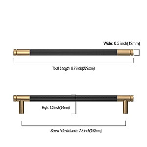 KNOKLOCK 10 Pack 7.5 Inch(192mm) Kitchen Cabinet Handles Matte Black and Champagne Bronze Knurled Cabinet Pulls Kitchen Cabinet Hardware Drawer Pulls for Dresser Cupboard Wardrobe