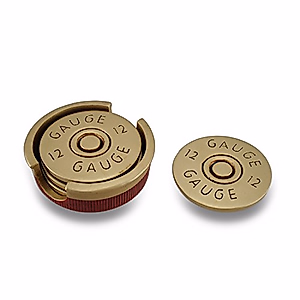 Four Piece 12 Gauge Shotgun Shell Coaster Set W/Base