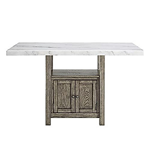 Steve Silver Grayson White Marble and Driftwood 5-Piece Counter Height Set