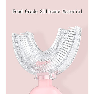 newrichbee 3 Pack U Shaped Toothbrush Kids,Food Grade Silicone Head, Kids Toothbrush for Age 2-6 Years Old(Pink&Blue&Green)