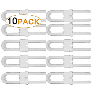 Child Proof Sliding Cabinet Lock - Baby Safety U Shaped Latch for Cupboard Doors Knobs and Handles (10 Pack)