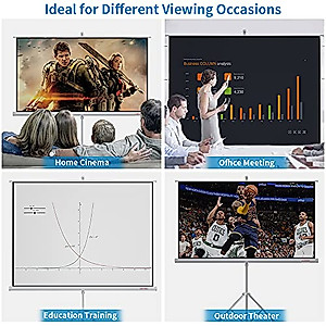Projector Screen Portable Indoor Outdoor with Stand 4K Ultra HD Wide Viewing Angle 100 Inch 4:3 Wrinkle-Free Design Tripod Projection Screen Easy to Clean for Home Theater ,Office, School by CUETHOU