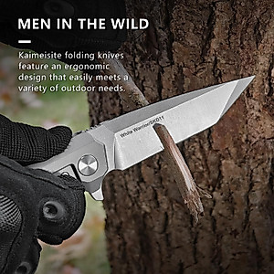 kaimeisite Pocket Knife, 3.5" Pocket Knife for Men, Pocket Knife Set, Knives for Men Tactical Knife, Edc Knife, Folding Knife,Titanium Alloy & SKD11 Steel, Frame Lock, White