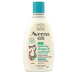Aveeno Kids 2-in-1 Hydrating Shampoo & Conditioner, Gently Cleanses, Conditions & Detangles Kids Hair, Formulated With Oat Extract, For Sensitive Skin & Scalp, Hypoallergenic, 12 fl. oz