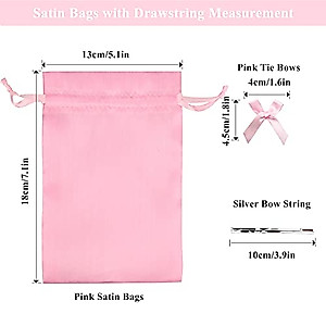 Gbateri 35 PCS 5 x 7 Inches Pink Satin Gift Bags with Drawstring Wedding Favour Bags, Party Favor Bags Silk Jewelry Pouches,Fabric Drawstring Pouch for Baby Shower Bridal Shower Birthday Christmas