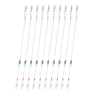 ZASIE Carolina Rigs for Fishing- Steel Fishing Leaders with Weights, Pre Rigged Carolina Rigs with Fishing Weight 1/6 oz, 10 Pcs