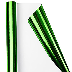 RUSPEPA Green Metallic Wrapping Paper - Solid Color Paper Perfect for Wedding, Birthday, Christmas, Baby Shower - 17 Inches X 32.8 Feet