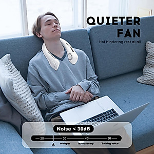 AnNido Portable Neck Fan - 3 Speed Rechargeable Neck Fan, Adjustable Personal Neck Fan For Women & Men Modern Design, Great Cooling Fan For Travel, Outdoors & Sports