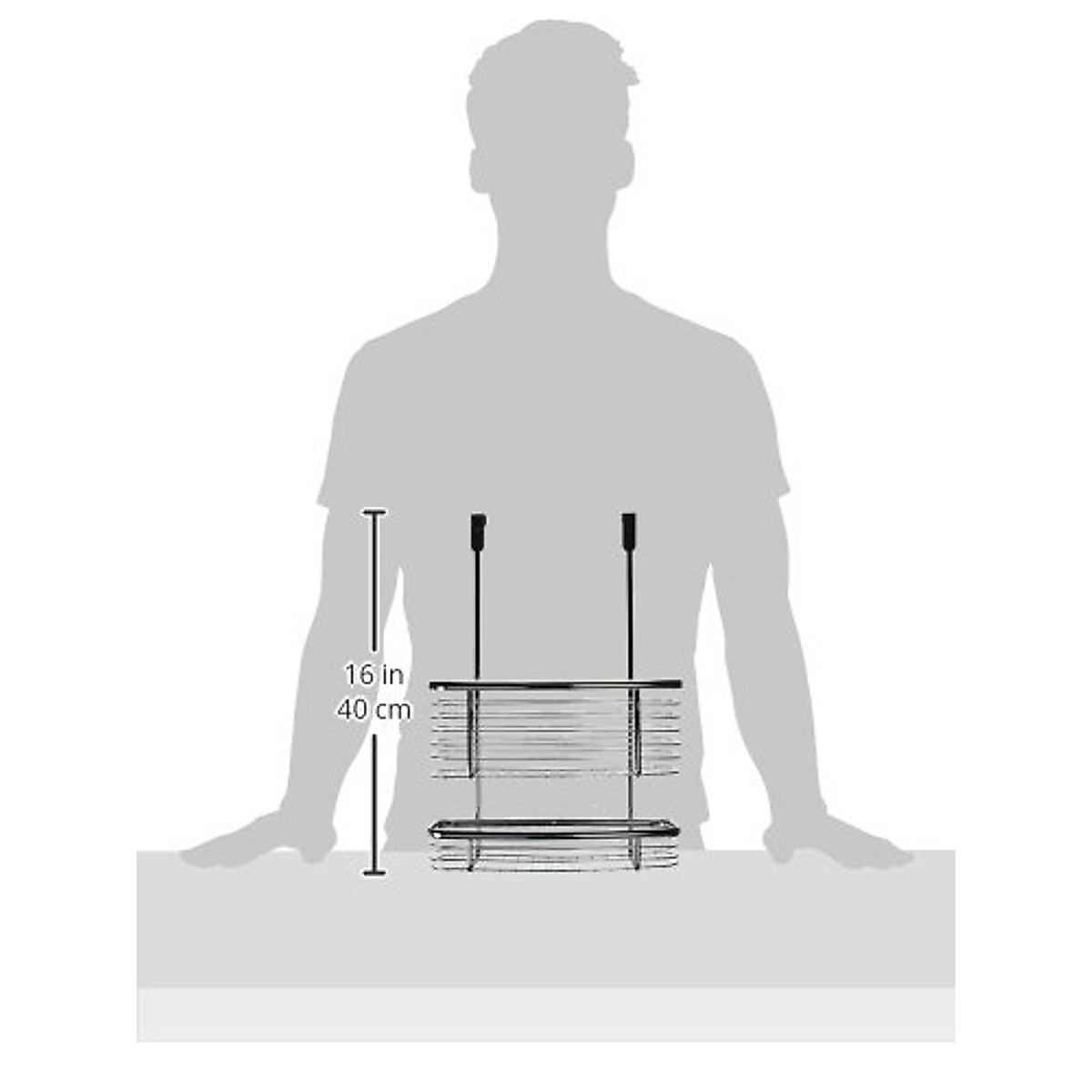 iDesign Axis Over the Cabinet 2-Tier Kitchen Storage Basket Organizer for Aluminum Foil, Sandwich Bags, Cleaning Supplies, Garbage Bags, Bath Supplies, Chrome