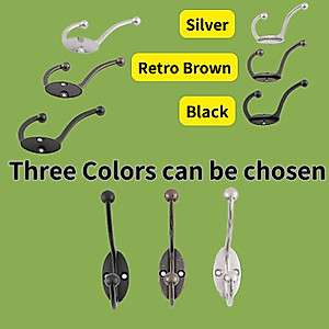 10 Pack Round Head Wall Hooks Coat Hooks, Hooks for Hanging Towels Clothes Robes Double-Prong Wall Mounted Decorative Coat Hanger with 20 pcs Screws (Silver)