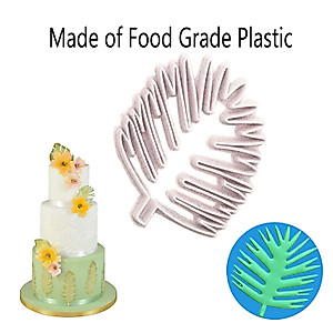 7 Pack Cake Fondant Embossing Mold Mermaid Scales Tropical Leaf Cookie Cutters Biscuit Moulds for Sugarcraft Fondant Baking Mold Cupcake Decorating