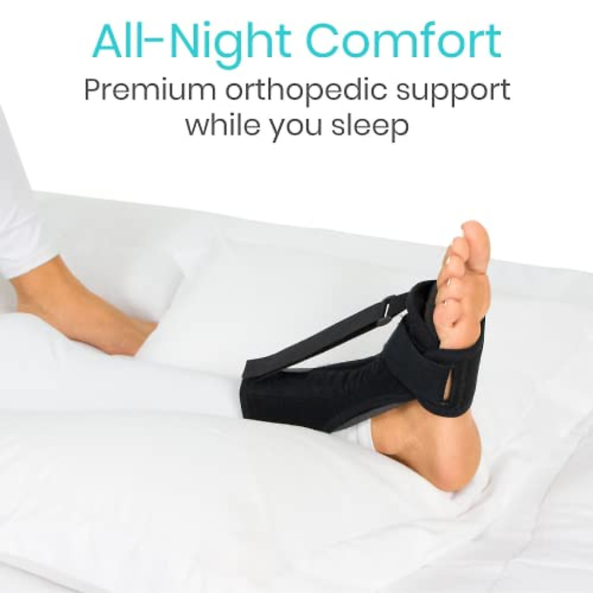 Vive Dorsal Night Splint - Support For Plantar Fasciitis, Achilles Tendonitis - Adjustable Ankle Brace - Massage Ball For Men And Women - Foot Orthotic Pads With Elastic For Arch, Heel Pain Relief