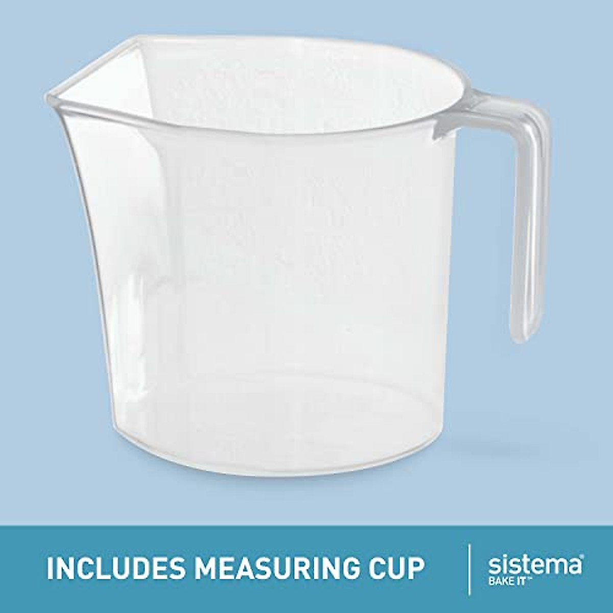 Sistema Flour and Sugar Storage Containers for Pantry with Lids and Measuring Cup, Dishwasher Safe, 10.2-Cup, White
