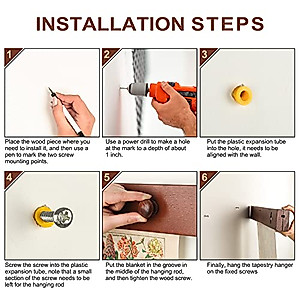 24 Inch Tapestry Hangers Tapestry Rack for Wall for Display Wood Wall Mount Rug Hangers for Walls Rustic Wall Hangers Closet Stands for Hanging Blanket Holder with Screws