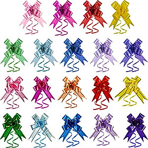 200 Pieces Assorted Colors Christmas Ribbon Pull Bow Present Basket Pull Bows Knot Ribbon Present String Wrapping Decorative Bows for Christmas New Year Thanksgiving Birthday Wedding Party Ornament