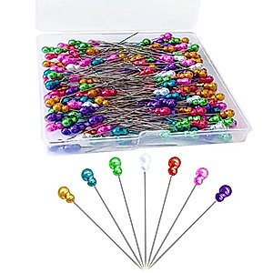 Sewing Pins, Straight Pins with Gourd Pearlized Head Pin, Long 2.2 Inch Sewing Pins for Fabric, Multicolor Quilting Pins for Crafts Dressmaker DIY Decoration, Stick Pins for Sewing Project