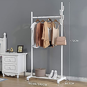 ZBYL Clothing Rack Garment Laundry Hanging Rack, Metal Free Standing Clothes Closet Rack with Bottom, Rolling Wardrobe Rack with Wheels, Portable Organizer Standard Rod for Clothes, 100×172cm