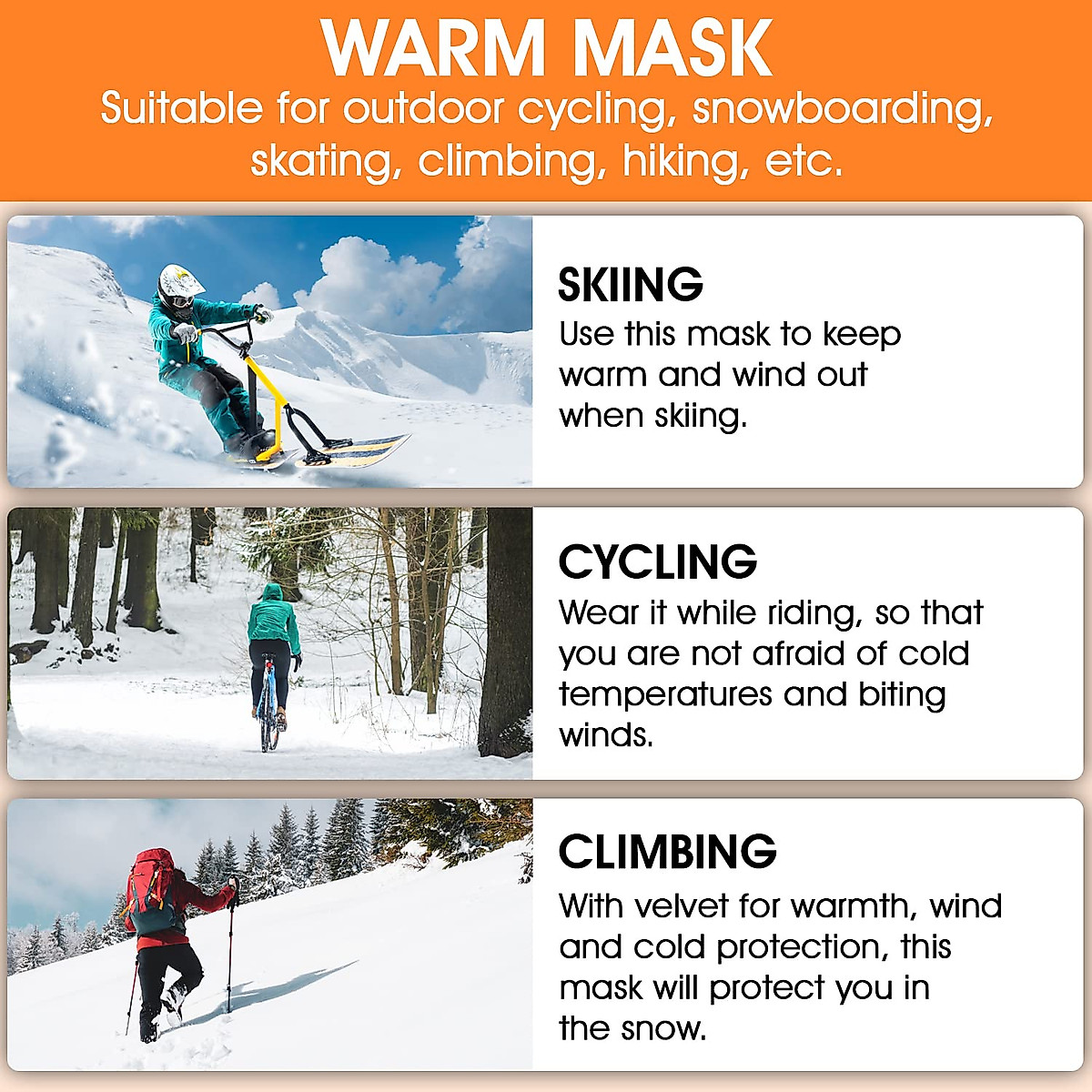 Balaclava Long Neck Face Mask - Dustproof Windproof - Hood Beanie Thermal Tactical Mask - Outdoor Sports - Adult Motorcycle, [1pc] Black