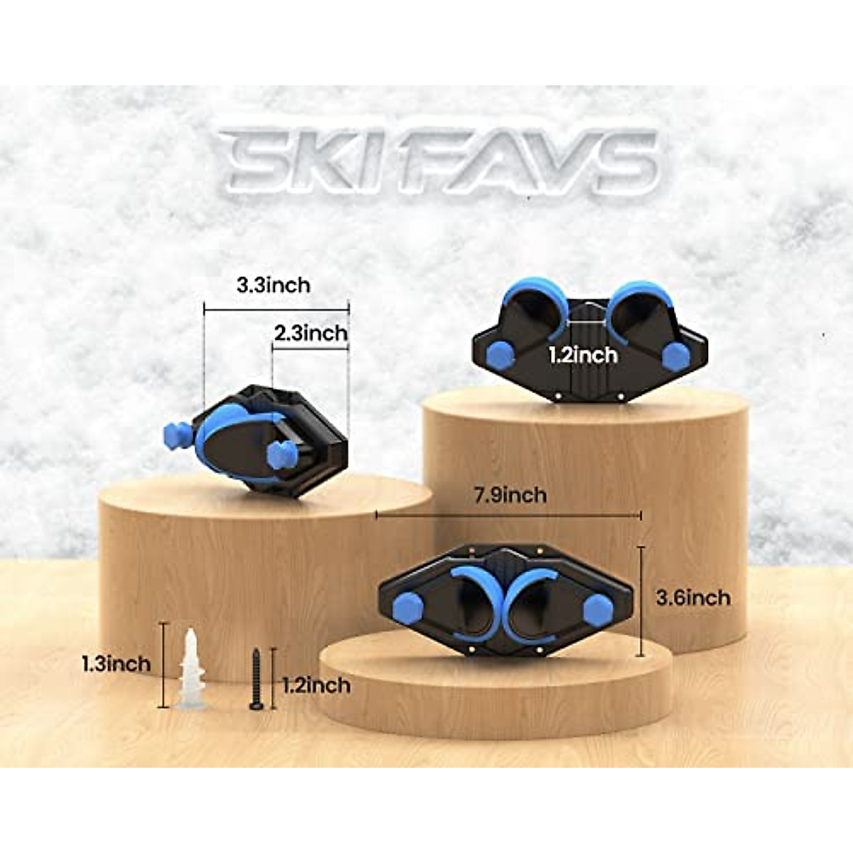 Skifavs Ski Wall Mount, Snowboard Wall Storage Rack, Ski & Snowboard Rack For Garage Wall, Damage-Free Ski Storage Rack, Ski Holders For Wall, Snowboard Display （1 Pack)