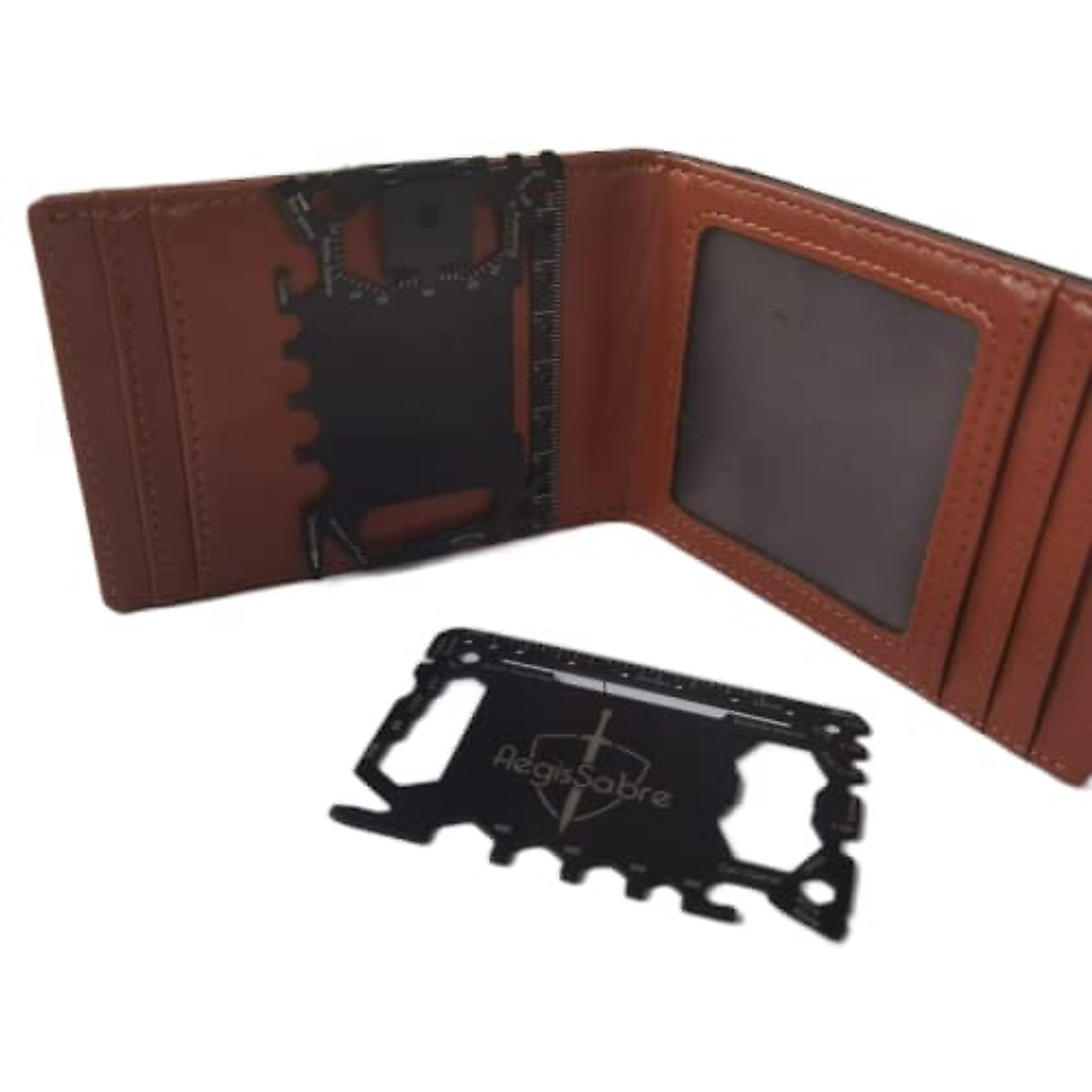 AegisSabre 50 in 1 Credit Card Sized Multitool Fits Wallet and bottle opener Minimalist Everyday Carry Tool Amazing gift for him Husband Dad Men Valentine Gift Idea for him | Silver Edition