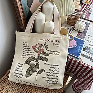Floral Canvas Tote Bag Botanical Shopping Bag Aesthetic Flower Tote Bag Canvas Grocery Bag for Women Trendy Tote