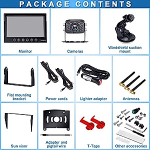 Rohent RV Backup Camera Wireless HD 1080P Waterproof Dual Antennas Digital Signals Rear View System for Trailers Trucks Motorhomes 4 Channels 7'' Touch Key DVR Monitoring Night Vision R12