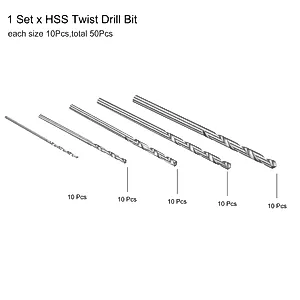 uxcell High Speed Steel Straight Shank Twist Drill Bit Set, Spiral Rotary Tool 1mm-3mm Drilling Dia