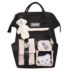 Dearsee Kawaii Backpack with Kawaii Pin and Accessories, Cute Backpack Aesthetic School Bag Cute Kawaii Backpack for Girls
