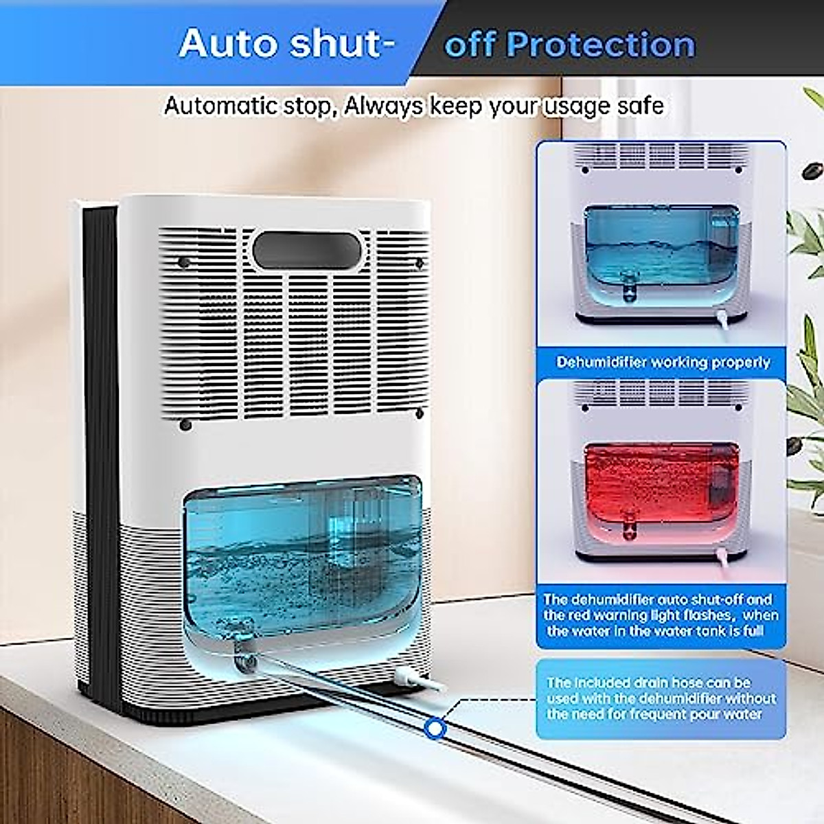 PTHRAOUTA dehumidifier for basement bathroom RV home closet indoor indoor 33.8 oz water tank（800 sq.ft） small dehumidifiers safe mini drainage auto-off odor removal 2 duak-core portable dehumidifier 5 colorful lights remove moisture quite silent car deh