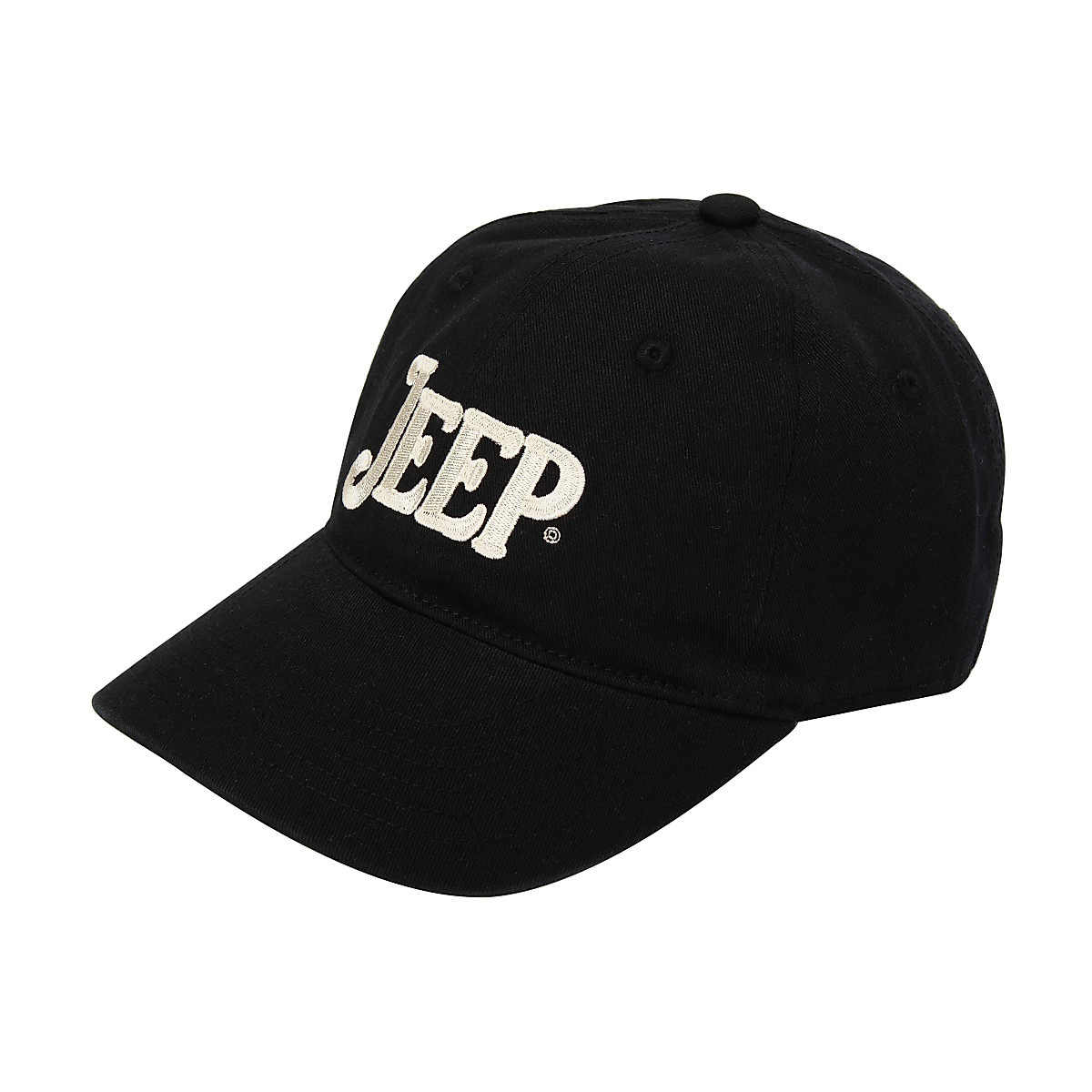 Jeep Vintage Script Logo Heavy Chino Twill Hat - Black
