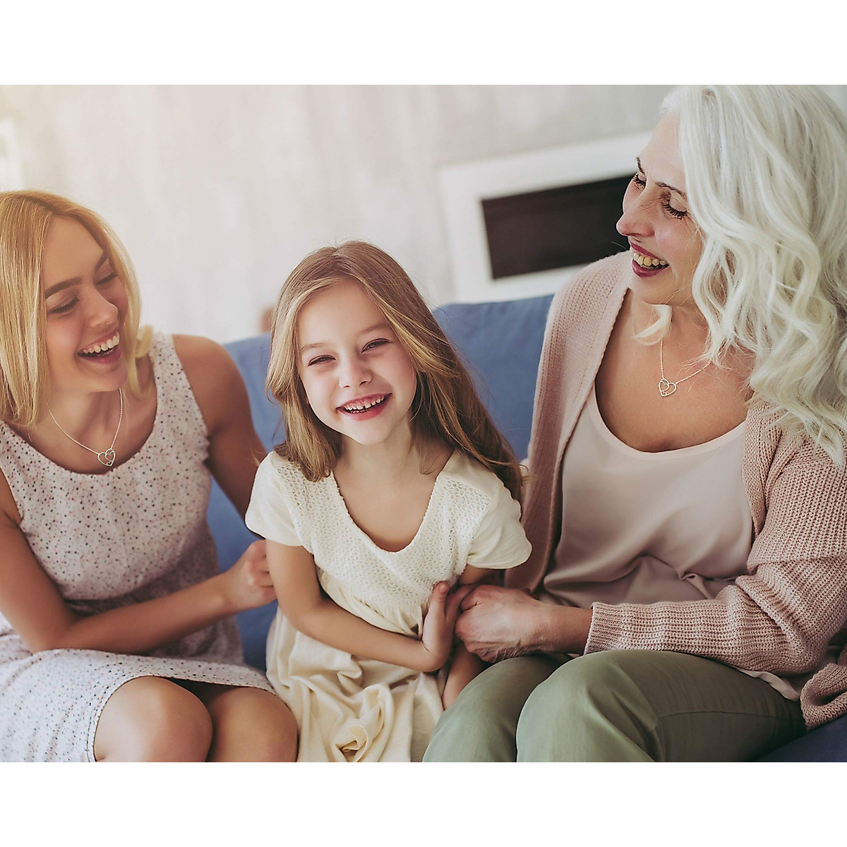 EFYTAL Gifts for Grandma, Sterling Silver Triple Heart Necklace for Mom & Granddaughter, Grandmother Mothers Day Gift