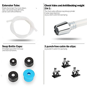 Sink Soap Dispenser Extension Tube Kit, Upgraded 47" Under Counter Kitchen Sink Dish Soap Dispenser Hose with Metal Check Valve, Never Fill The Little Bottle Again