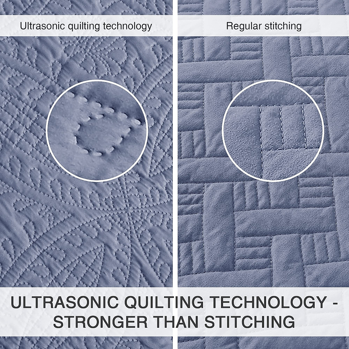 Love's cabin Quilts for Queen Bed Blue Bedspreads - Soft Bed Summer Quilt Lightweight Microfiber Bedspread- Modern Style Coin Pattern Coverlet for All Season - 3 Piece (1 Quilt, 2 Pillow Shams)