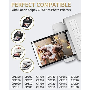Compatible Canon Selphy CP1300 Ink and Paper KP-108IN 3 Color Ink Cartridges and 108 Sheets 4x6 Photo Paper Glossy for Canon Selphy CP1500 CP1200 CP1000 CP910 CP900 CP810 CP800 Photo Printer