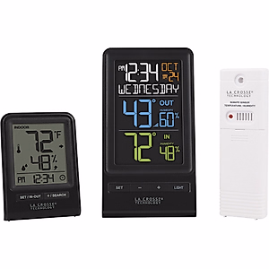 La Crosse Technology M82738 Color Temperature & Humidity Station with Bonus Display, Black