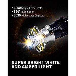 Lasfit Switchback 3157 3057 3155 3457 4157 Super Bright LED Bulbs for Turn Signal Lights Daytime running light parking light White Amber Yellow (NEED RESISTOR)