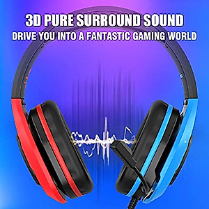 BENGOO G9500 Gaming Headset Headphones for PS4 Xbox One PC Controller, Over Ear Headphones with 720° Noise Cancelling Mic, Bicolor LED Light, Soft Memory Earmuffs for Gamecube Super Nintendo PS5