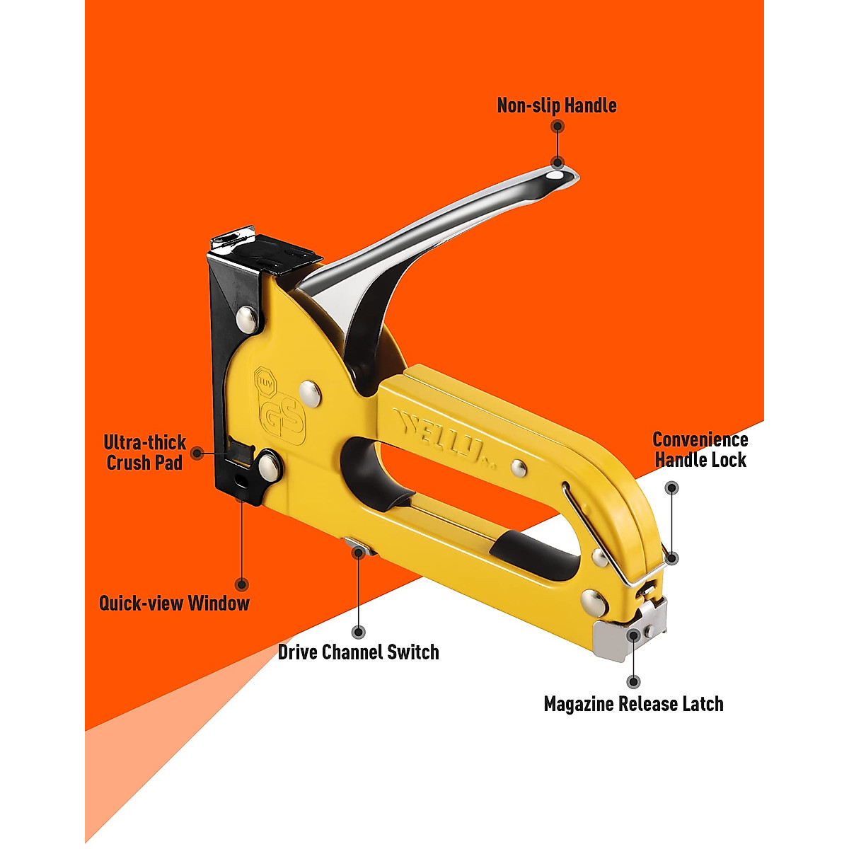 Upholstery Staple Gun Heavy Duty, WELLY Pro 3-in-1 Stapler Gun with 600 Staples, Manual Brad Nailer Power Adjustment Stapler Gun for Wood, Crafts, Carpentry, Decoration DIY (3 in1 Staple Gun)
