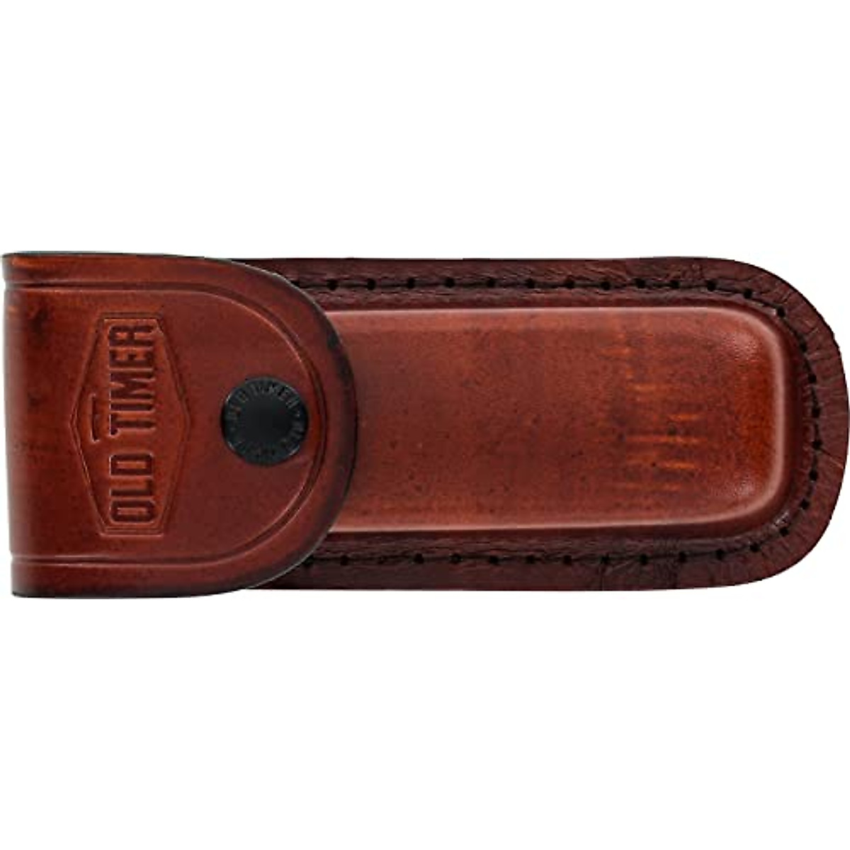 Old Timer 7OT Cave Bear Traditional Lockback Pocket Knife with 3.9in High Carbon Stainless Steel Blade, Sawcut Handles, and Leather Belt Sheath for Hunting, Camping, Whittling, EDC, and Outdoors