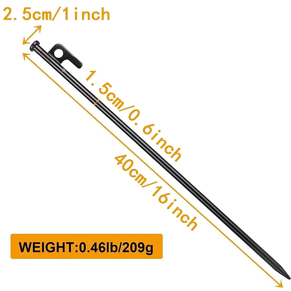 ABuff 12 Pcs 16 Inch Tent Stakes Heavy Duty Metal Tent Pegs，Camping Steel Tent Stakes for Unbreakable and Inflexible Camping Backyard Rocky Ground