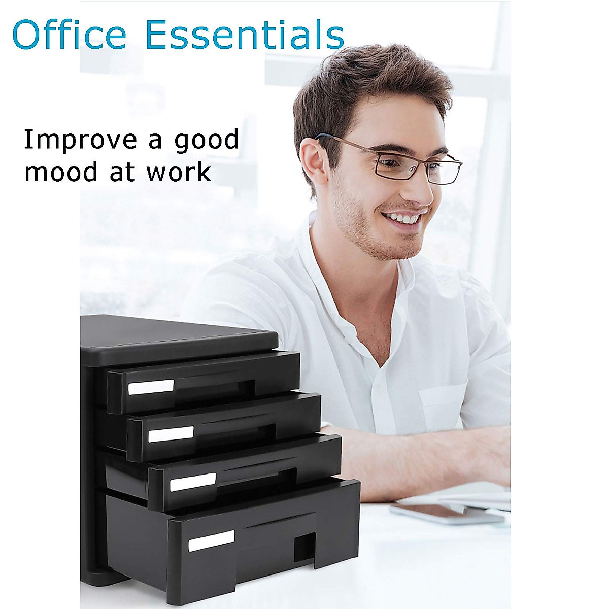 LEYT File Drawer Desktop - 4/5 Drawers File Cabinet, for Office Supplies, Desk Accessories, PP Material Durable and Pollution Free. (Size : 4 Draws)