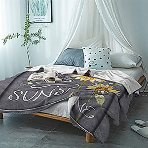 Ultra Soft Flannel Fleece Bed Blanket You are My Sunshine Bees Sunflower Throw Blanket All Season Warm Fuzzy Light Weight Cozy Plush Blankets for Living Room/Bedroom 40 x 50 inches