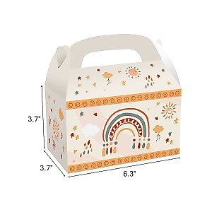 CIEOVO 24 Pack Boho Rainbow Party Goodie Gift Boxes, Boho Rainbow Paper Gift Boxes Bags for Boho Theme Kids Birthday Wedding Baby Shower Party Supplies Decoration