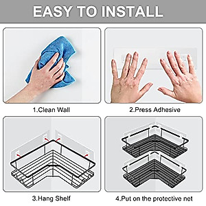 AOUKAR Adhesive for Shower Caddy Adhesive Replacement Stickers Sticky Pads - Shower Shelf Adhesive for Corner Shower Caddy, Bathroom Storage Shelves and Kitchen Racks 4 Pack