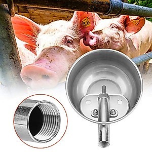 Automatic Pig Waterer, Stainless Steel Auto Waterer Trough Bowl with Nipple Pigs Livestock Drinking System Farm Animals Dispenser Piglet Sow Hog Cow Dog Horse Cattle Goat Sheep