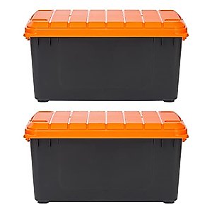 IRIS USA, Inc. 70 Quart Stack & Pull Clear Nesting Black Latching Storage Container