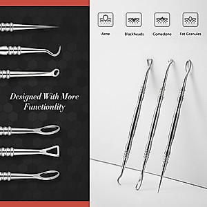 BEZOX Acne Needle Blackhead Remover Tools, Set of 3 Surgical Grade Stainless Steel Pimple Popper Facial Tools with Metal Storage Case