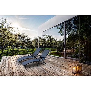 Flamaker Patio Lounge Chairs Adjustable Chaise Lounge Chairs Folding Outdoor Recliners Set of 2 for Beach, Pool and Yard (Blue)