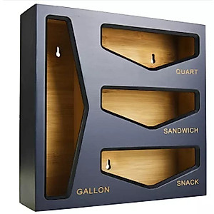 Bamboo Bags Storage for Kitchen drawer organizer, Kitchen organization, Baggie organizer, Ziploc bag organizer, Sandwich Bags UPDATED FOR 2023! Now with hinges, latches, and dividers! (Black)