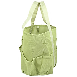 Zoie + Chloe Beach Mesh Tote Bag - 8 Pockets, Zipper, Key Hook & Carabiner